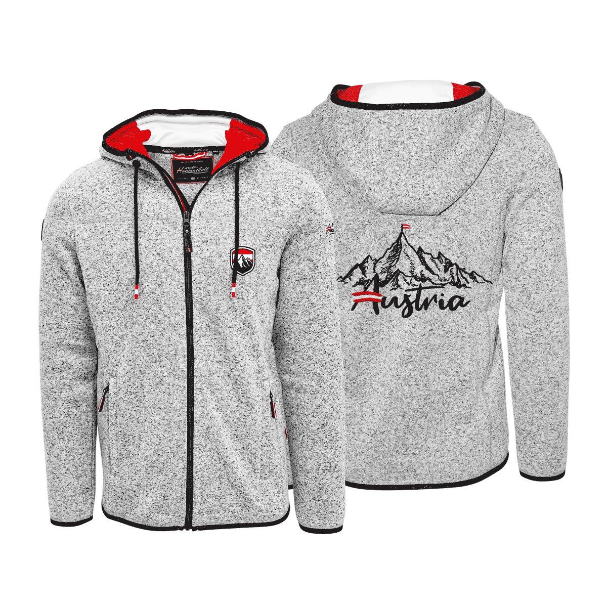 Berg Wappen Hoodie | Hoamatkult Fleece Kapuzenjacke mit Berg Wappen